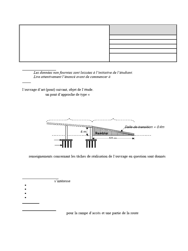 Examen Planification Et Organisation Janvier 2018 | PDF | Pont ...