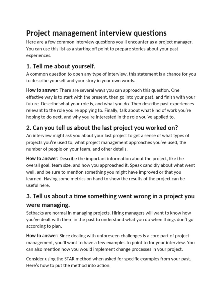 PM Interview questions and answers | PDF | Experience | Question