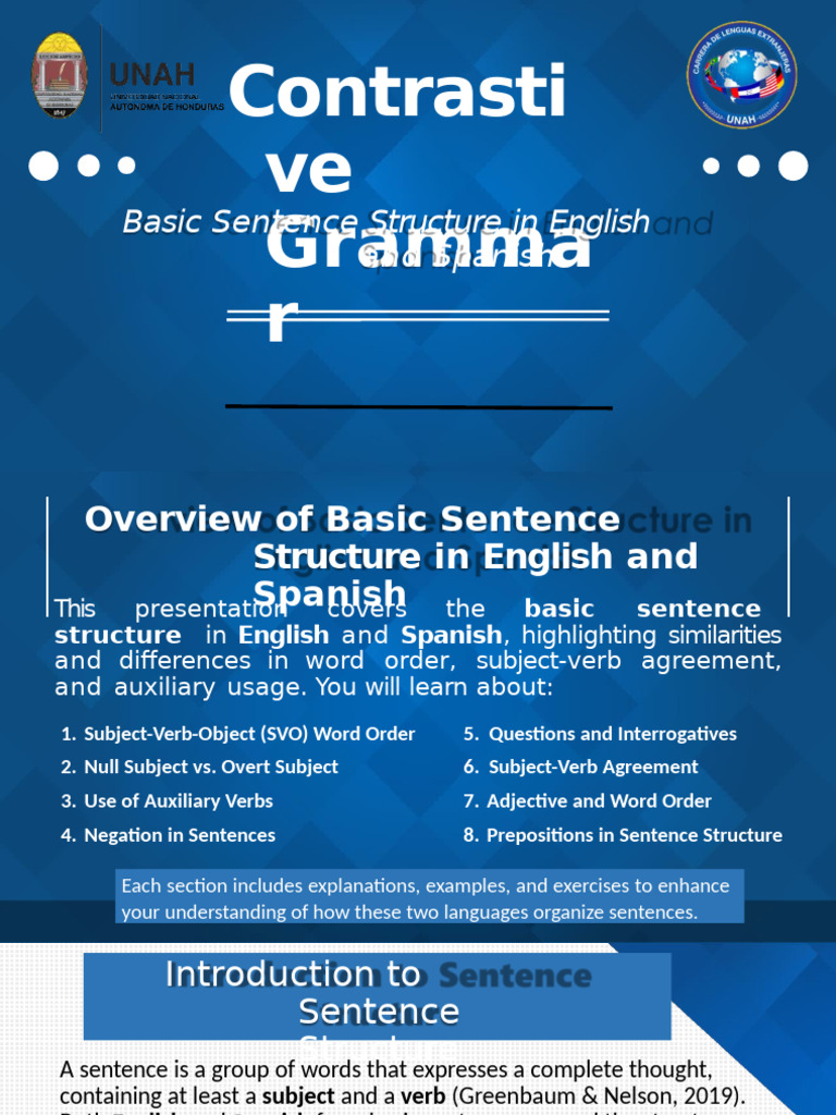 Basic Sentence Structure in English and Spanish | PDF | English ...