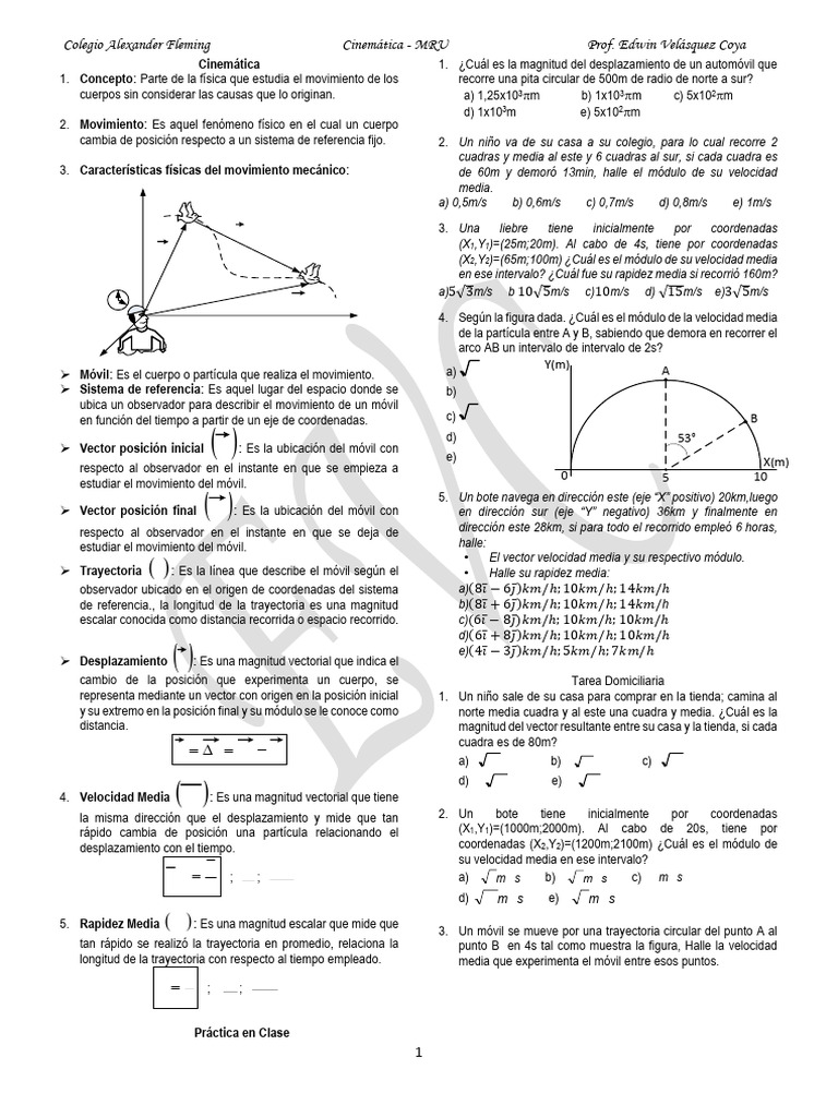 Cinemática - MRU 5to | PDF | Cinemática | Velocidad