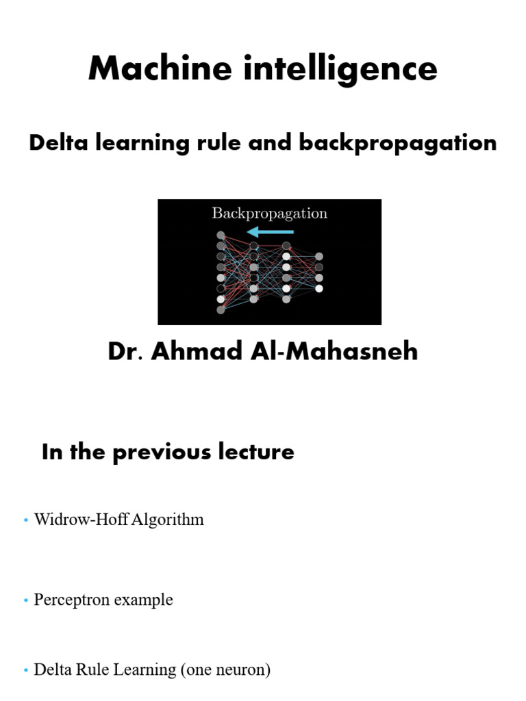 8th Lecture Delta Rule Learning s1 21 22 | PDF | Theoretical Computer Science | Algorithms
