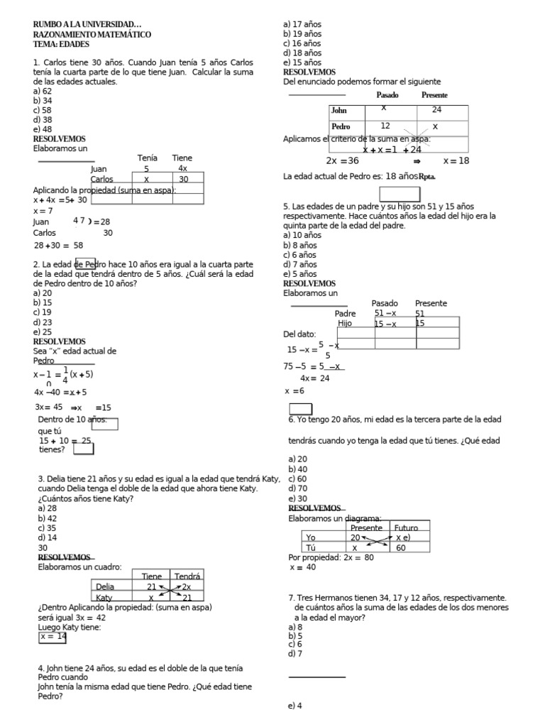 RM - Edades - Ejercicios Con Resolucion | PDF