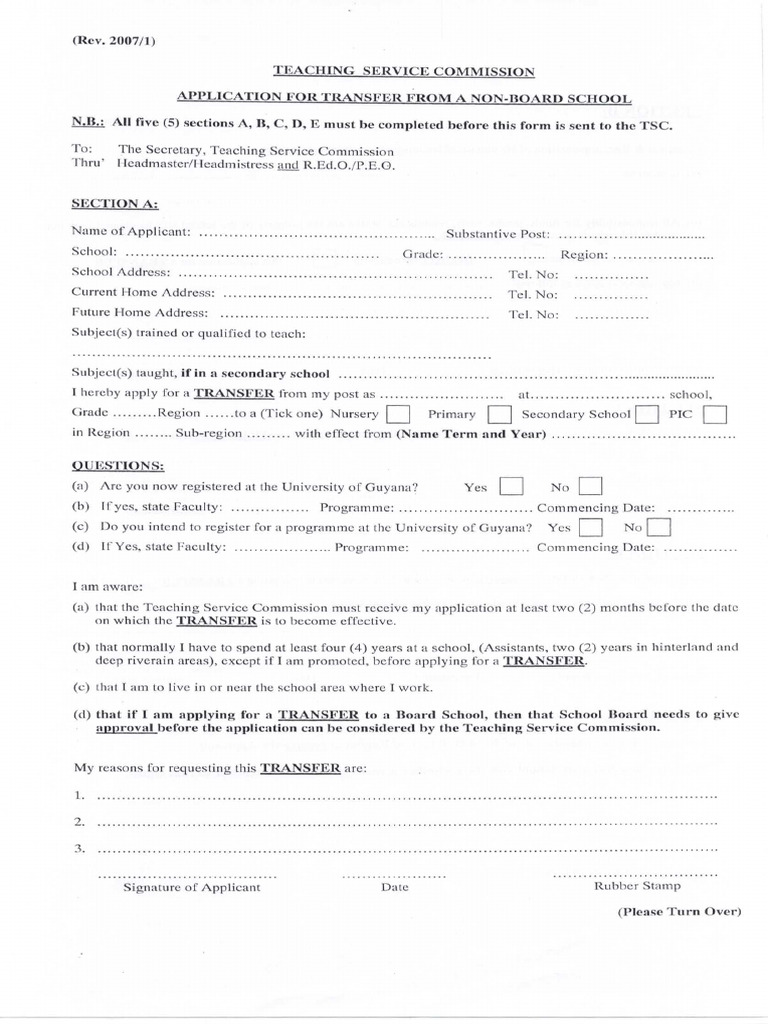 Tranfer From A NON-BOARD SCHOOL | PDF