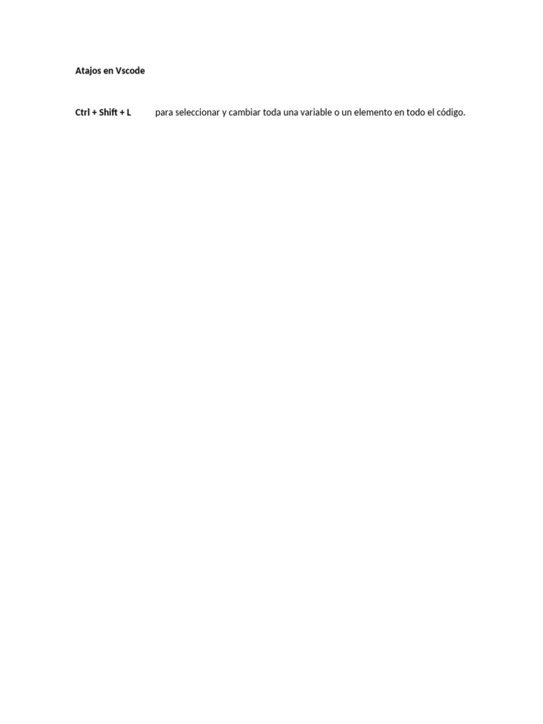 Atajos en Vscode | PDF