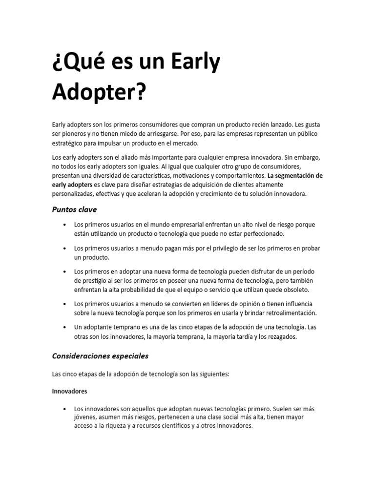 Informe Early Adopter | PDF | Tecnología de información y comunicaciones | Datos