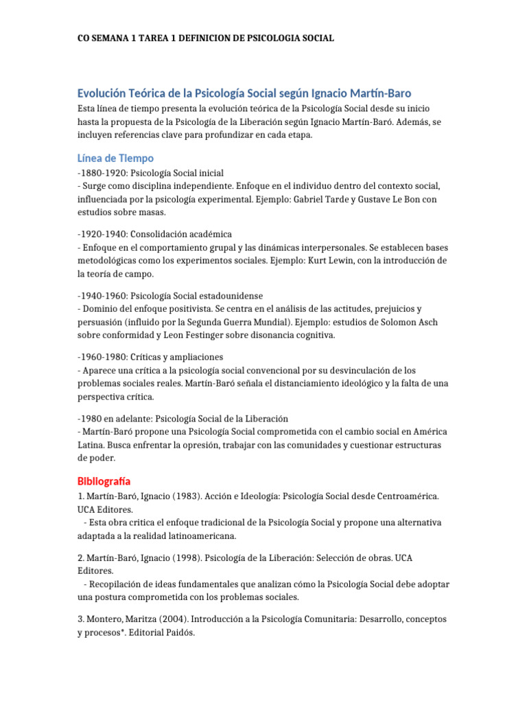 Co Semana 2 Tarea 3 Historia de La Ps Martin Baro | PDF
