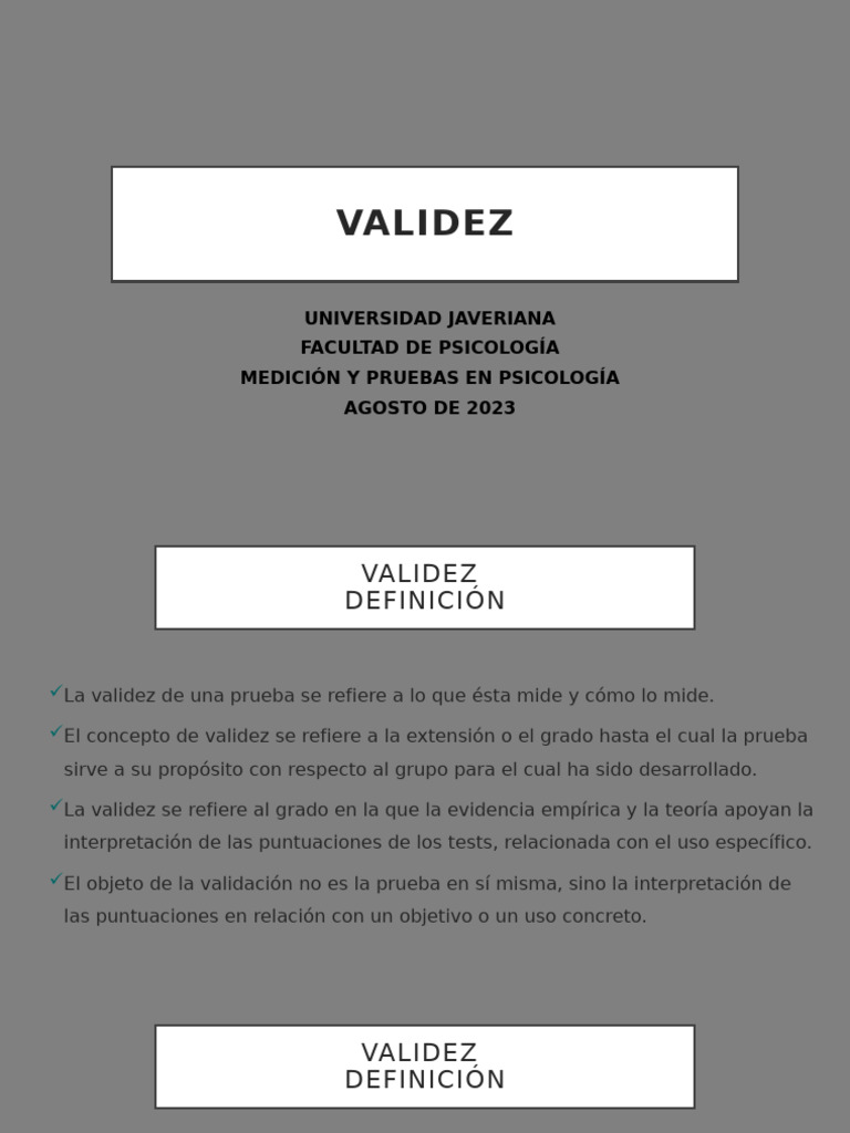 Tipos y Definición de Validez en Psicología | PDF | Validez ...