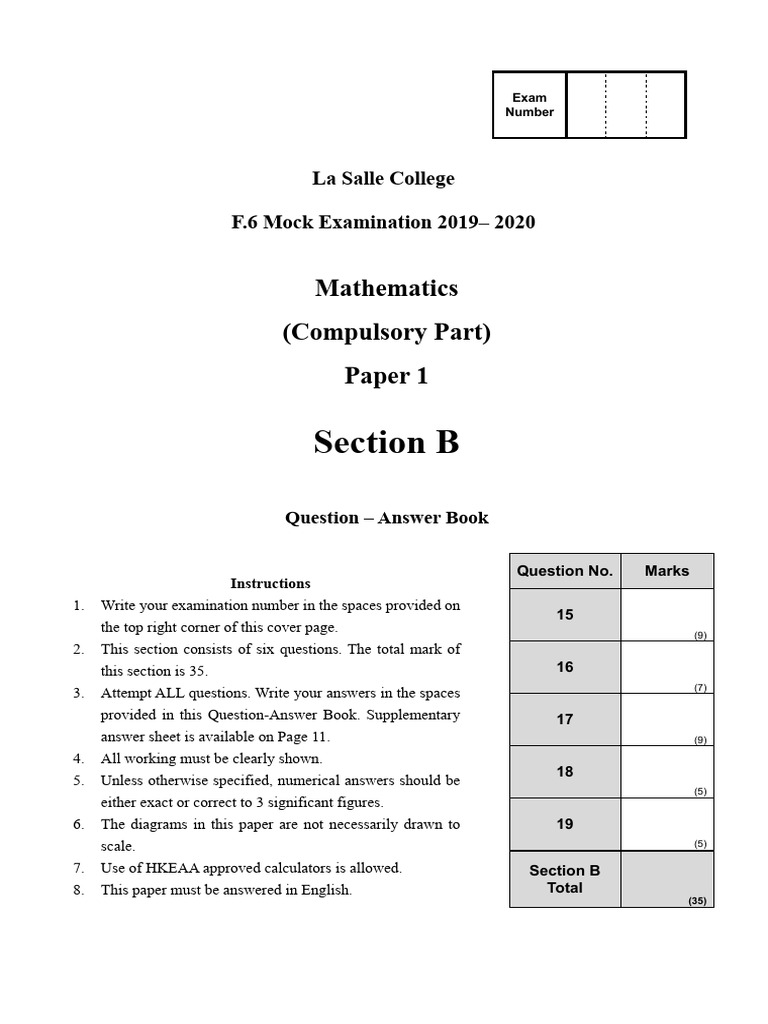 1920 F.6 Mock Math Paper 1B | PDF | Cartesian Coordinate System | Area
