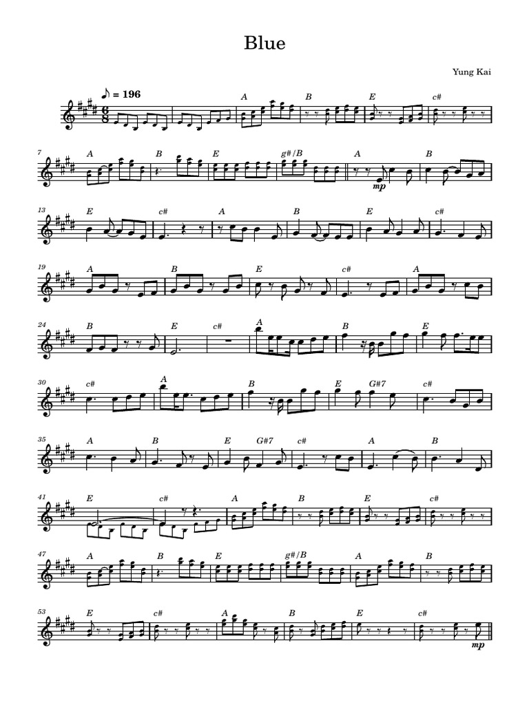 Blue Yung Kai Violin Sheet Music | PDF