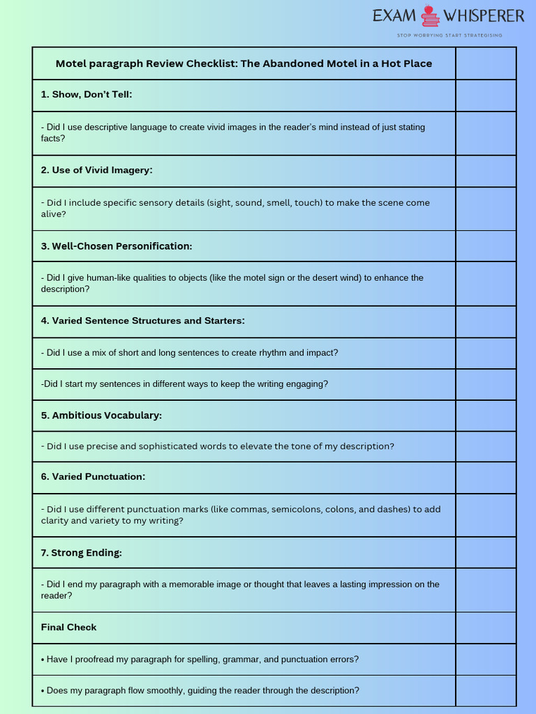 Paragraph Review Checklist | PDF