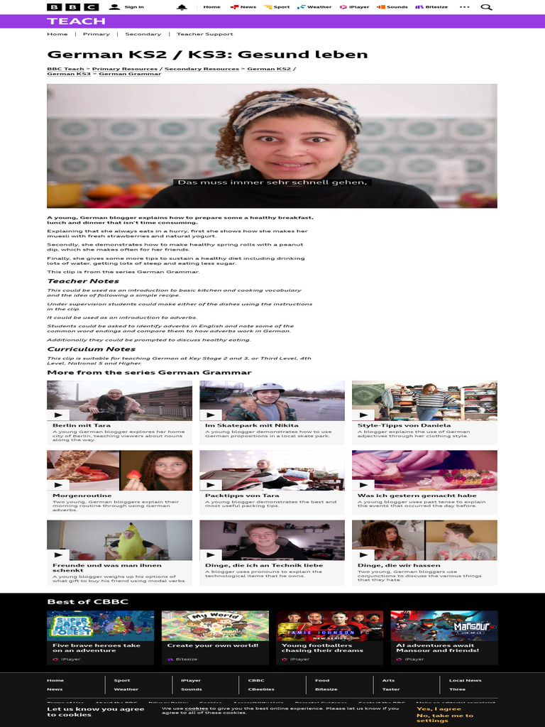 German KS2 KS3 Gesund Leben - BBC Teach 2 | PDF | Linguistics | Grammar