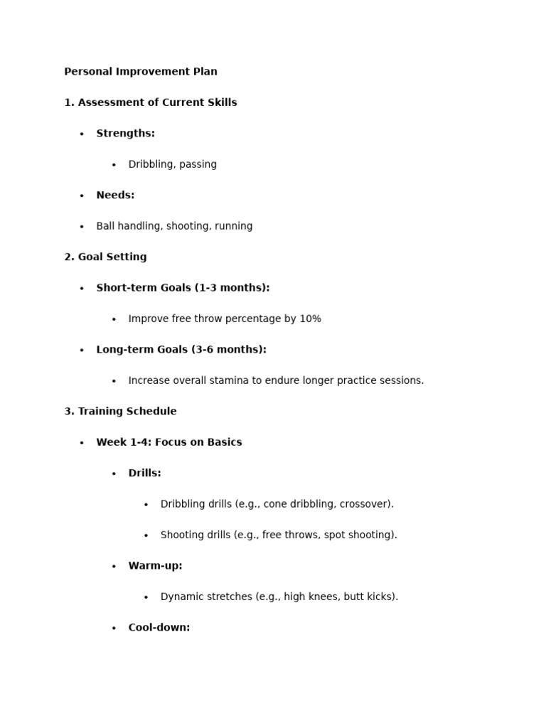 Personal Improvement Plan | PDF