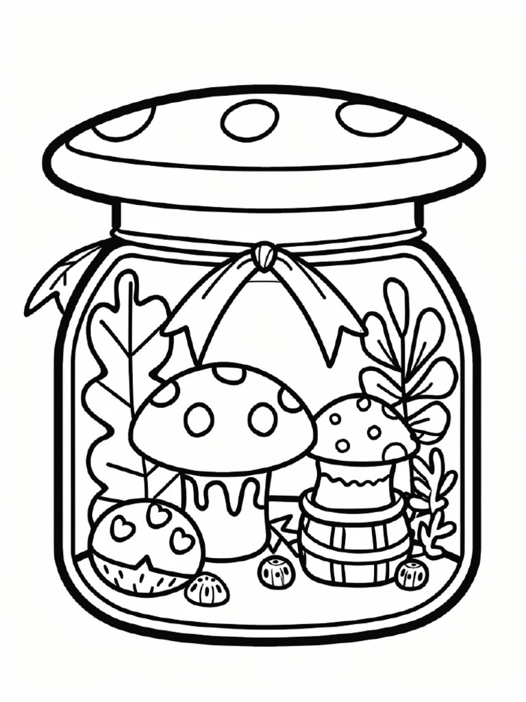 Giraffe Coloring - Cute Forest Jars | PDF