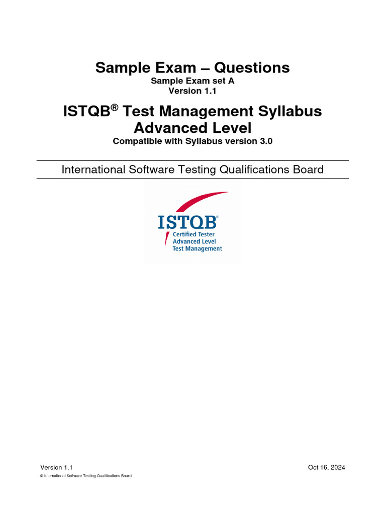 ISTQB Advanced Test Management Exam | PDF | Software Testing | Agile ...