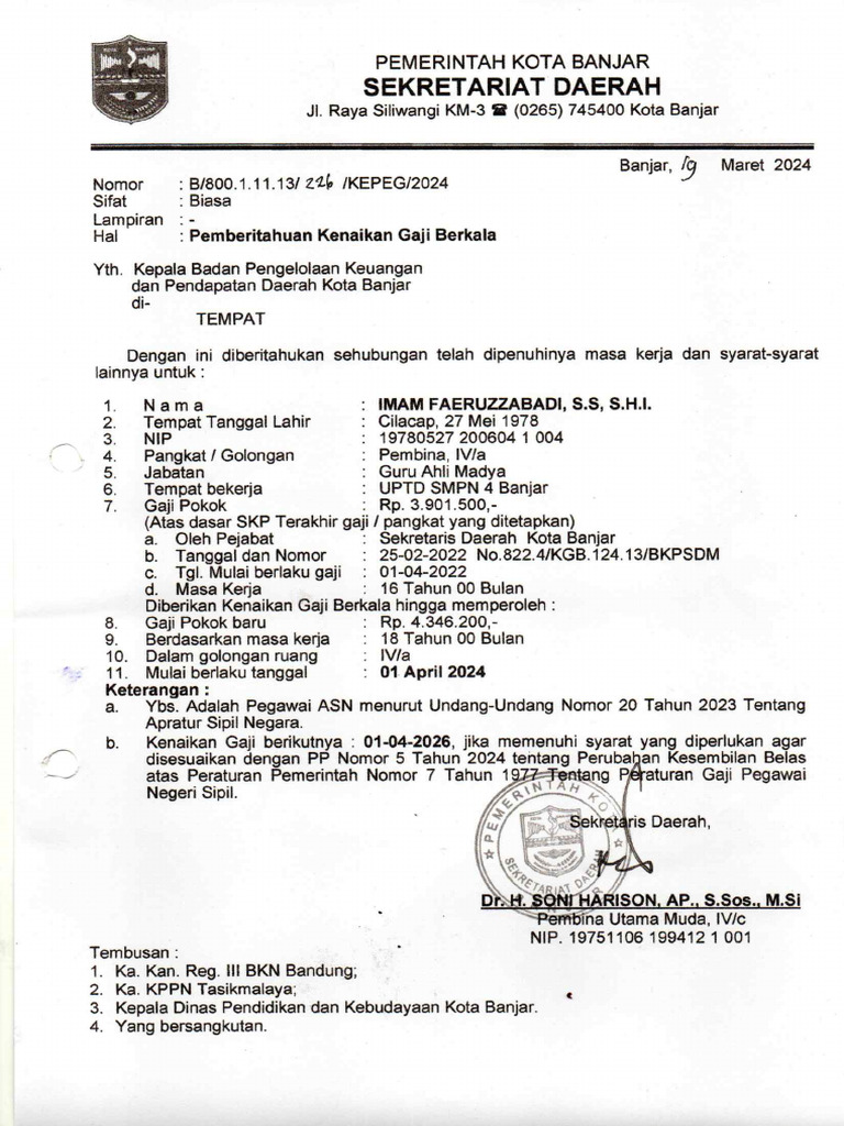 SK Berkala Imam April 2024 | PDF