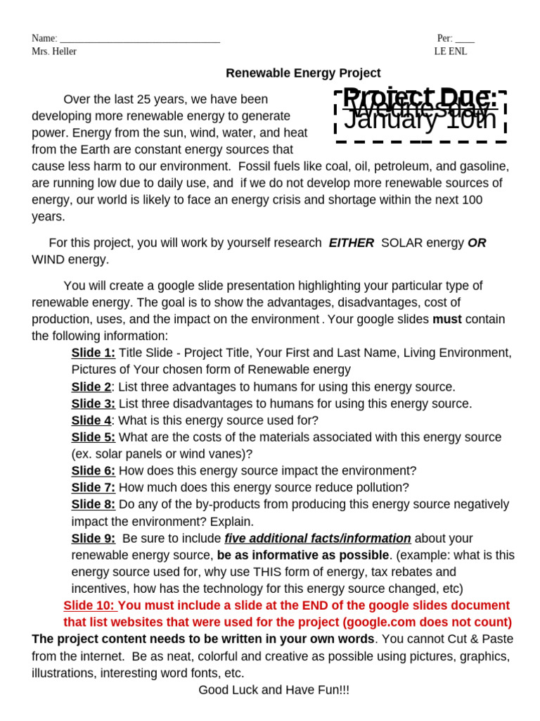Renewable Energy Project Guidelines | PDF | Energy Development ...