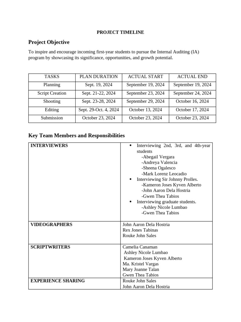 Project Timeline | PDF