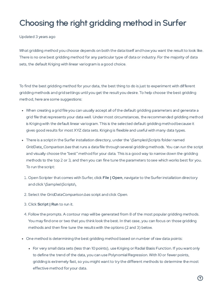 Choosing The Right Gridding Method in Surfer - Golden Software S | PDF ...