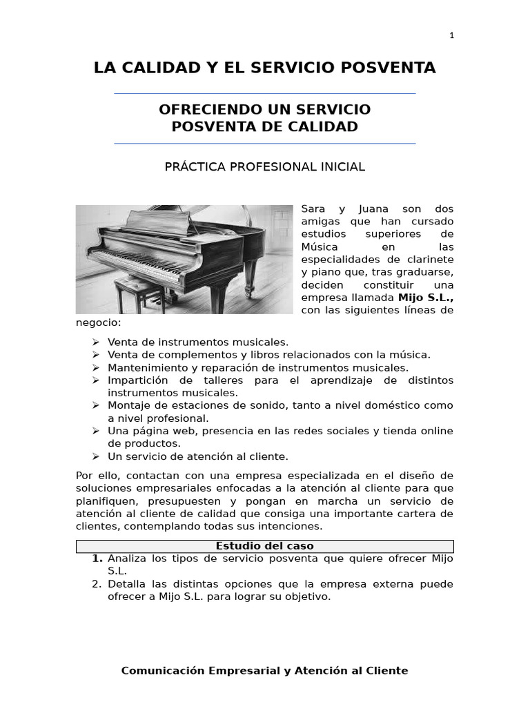 UNIDAD 7_ La calidad y el servicio posventa(MUSICA) | PDF | Servicio al Cliente | Gestión de la ...