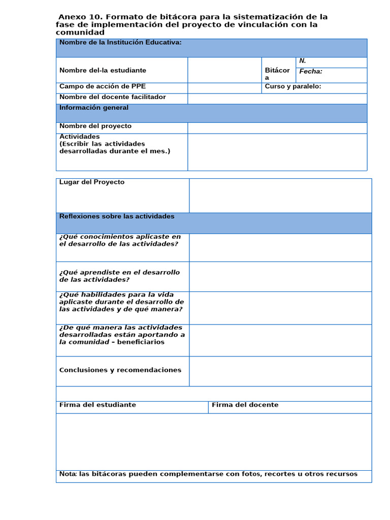 Anexo 10 formato bitacora(1)(1)(1) | PDF