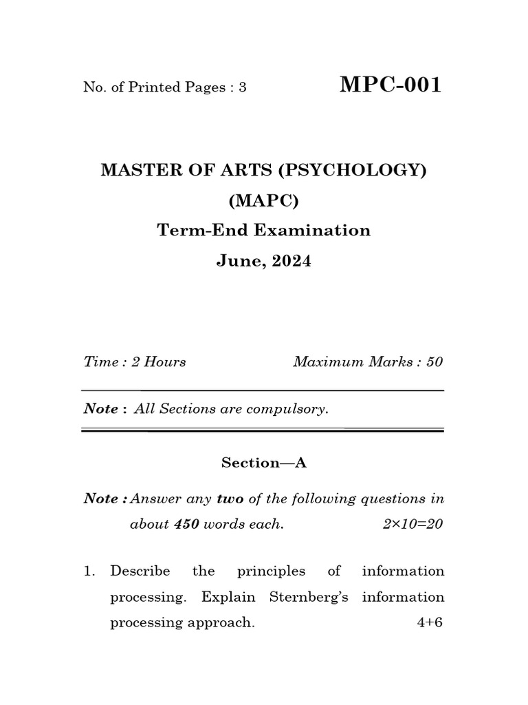 MPC-001 Cognitive Psychology, Learning and Memory | PDF | Creativity | Intelligence