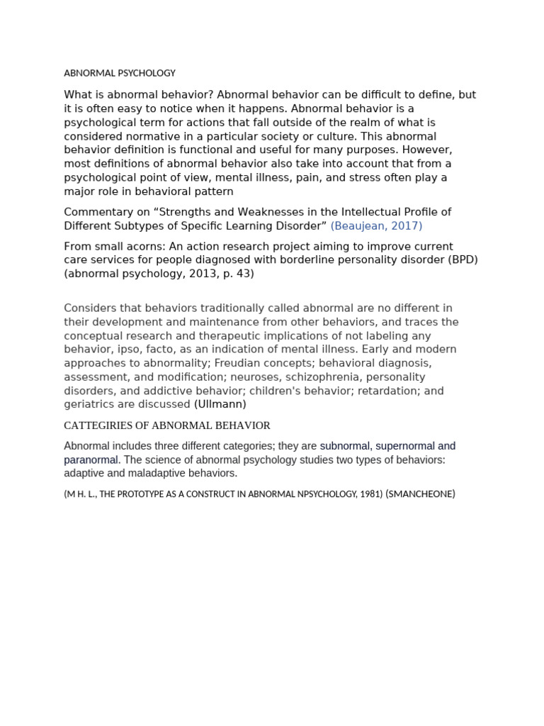 Understanding Abnormal Behavior | PDF