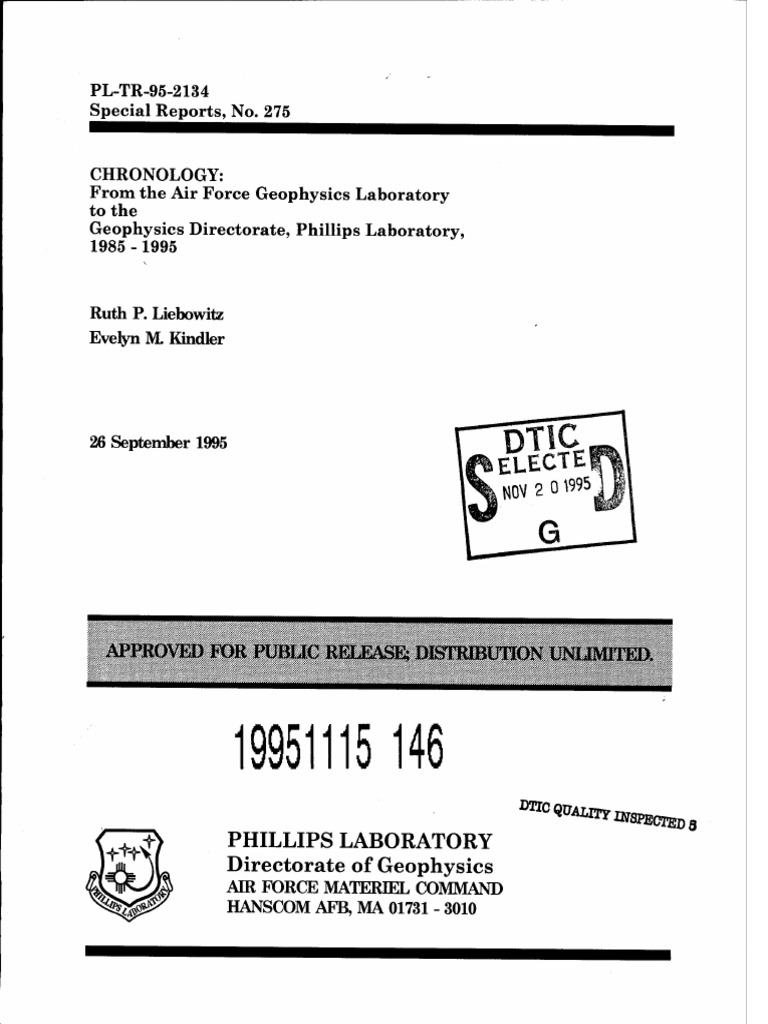 CHRONOLOGY From The Air Force Geophysics Laboratory To The Geophysics ...