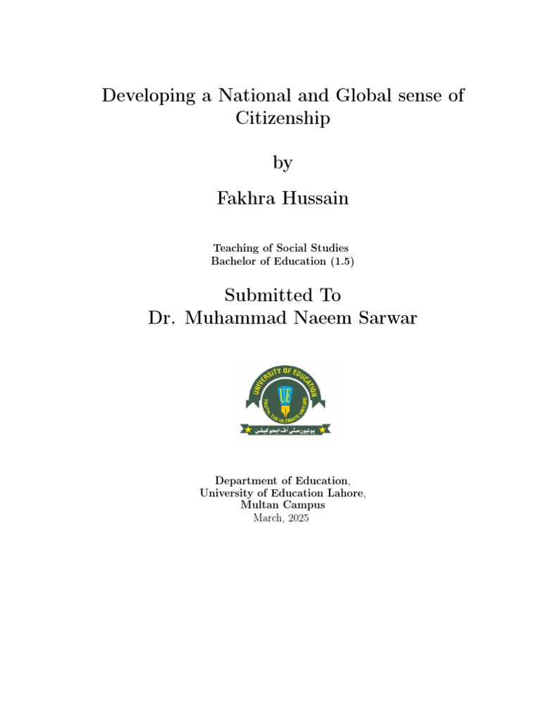 National and Global Citizenship Development | PDF | Citizenship ...