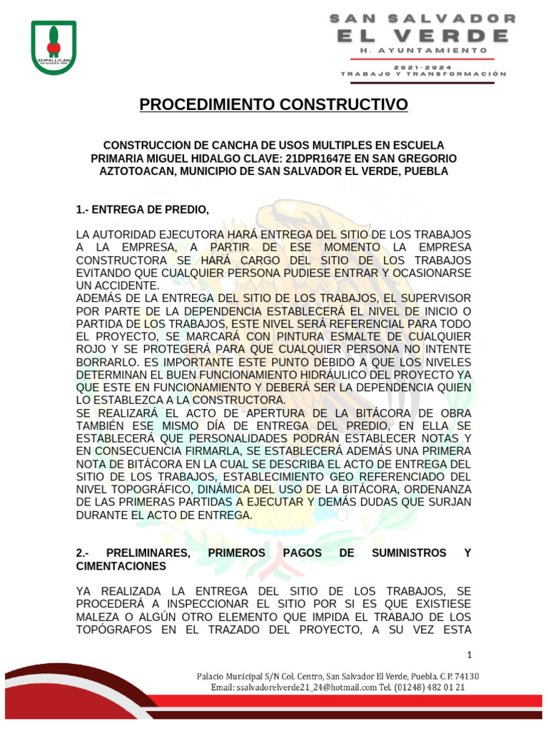 PROCEDIMIENTO CONSTRUCTIVO | PDF | Hormigón