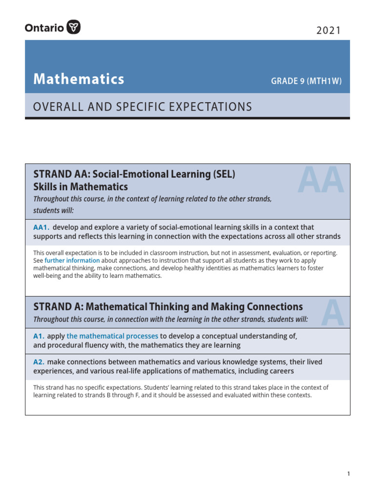 Math 9 Strand Chart AODA 06-May-21 | PDF | Equations | Mathematical Model