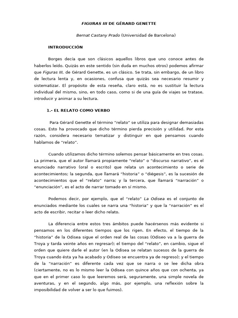 Figuras Iii de Gérard Genette | PDF | Narración | Narrativa