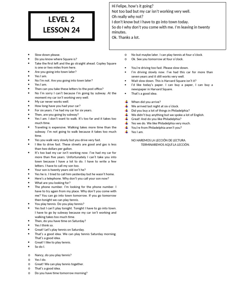 level 2 lesson 24 | PDF
