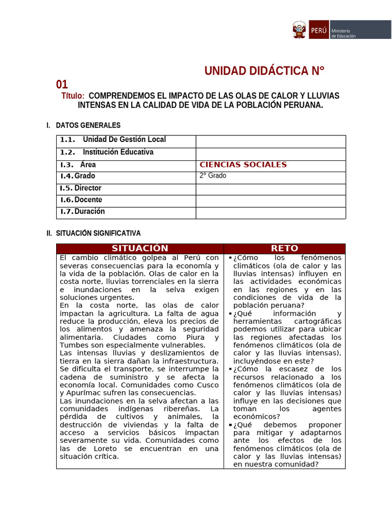 2° Grado Unidad Didactica #01 | PDF | Aprendizaje | Ola de calor