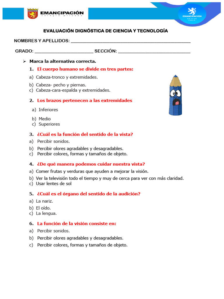 Evaluación Dignóstica de Ciencia y Tecnología 2do Grado | PDF