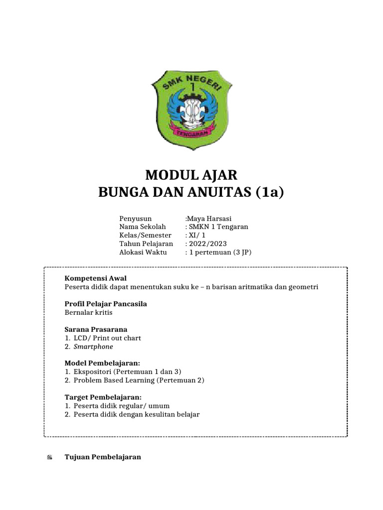 Modul Ajar Bunga Majemuk Rev | PDF