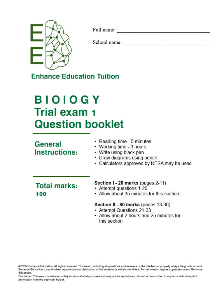 Mock Exam 1 Biology Enhance Education | PDF | Luteinizing Hormone ...