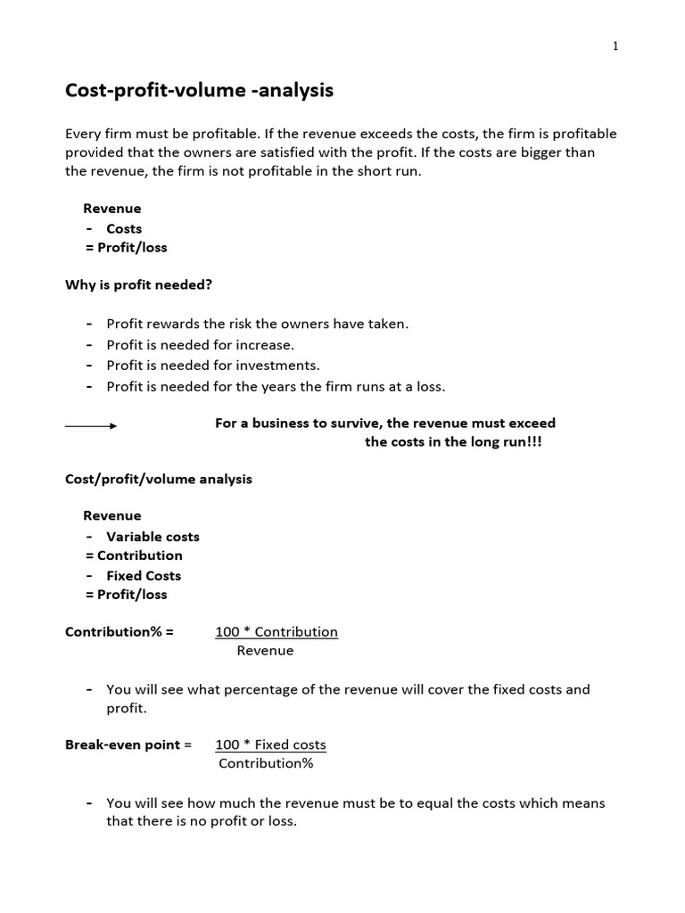 Cost-Volume-Profit Analysis and Exercises | PDF | Business Economics ...