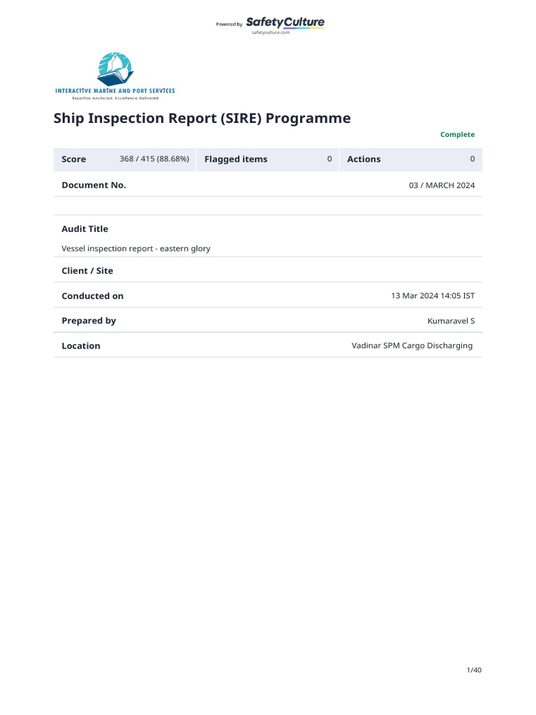 Ship-Inspection-Report - (SIRE) - Programme - Safety Culture Report ...