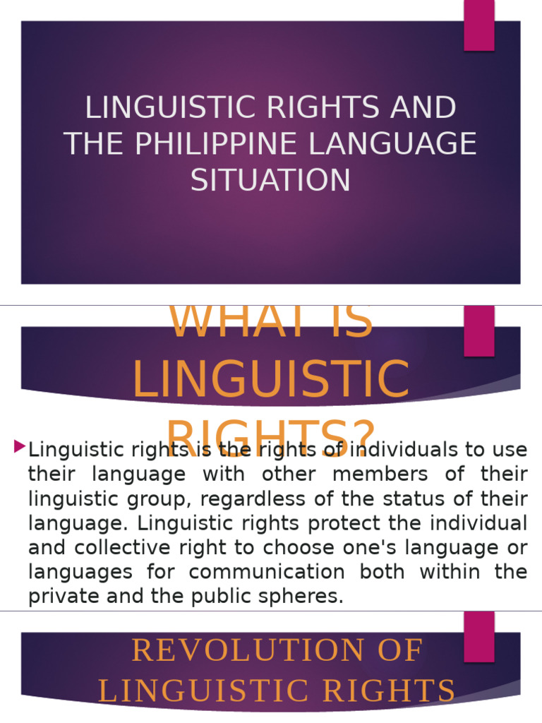 Linguistic Rights and The Philippine Language Situation | PDF | Tagalog ...
