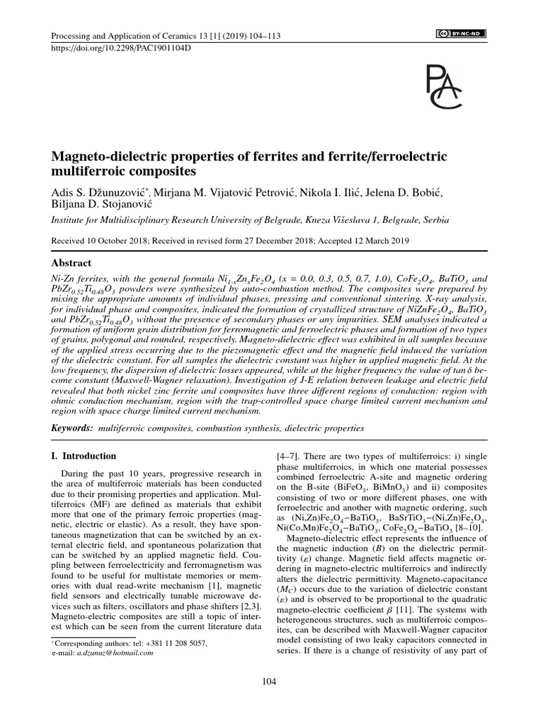 Magneto-dielectric Properties of Ferrites and Ferr | PDF | Dielectric ...