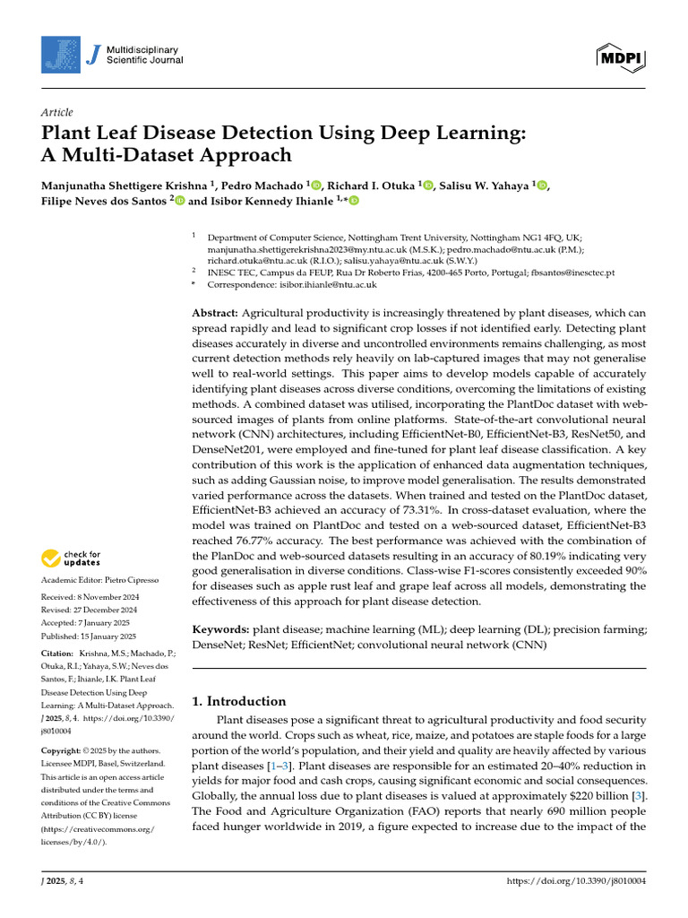 Plant Leaf Disease Detection Using Deep Learning A Multi Dataset