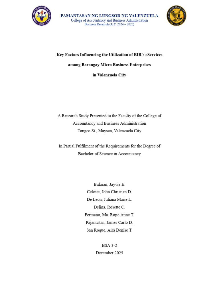Final Manuscript For Pre Oral | PDF | Survey Methodology | Taxes