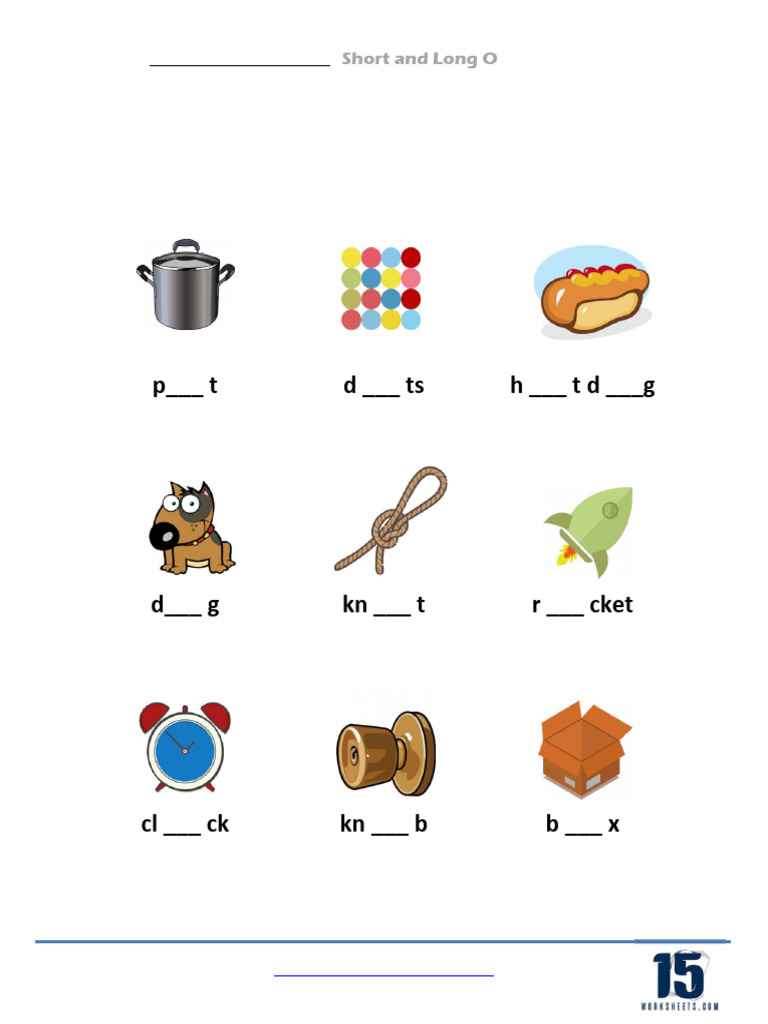 Short and Long O Vowel Worksheet | PDF