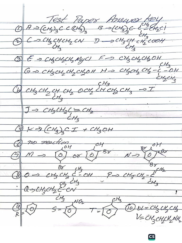 Test Paper 1 Answer Key Pdf