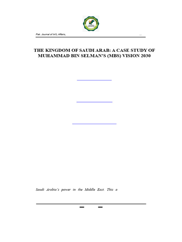83 The Kingdom of Saudi Arab A Case Study of Muhammad Bin Selmans Mbs Vision 2030 | PDF | Saudi ...