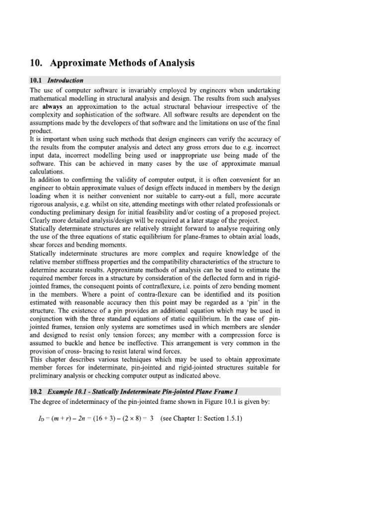 CH10 APPROXIMATE METHODS OF ANALYSIS Examples_in_Structural_Anlysis | PDF