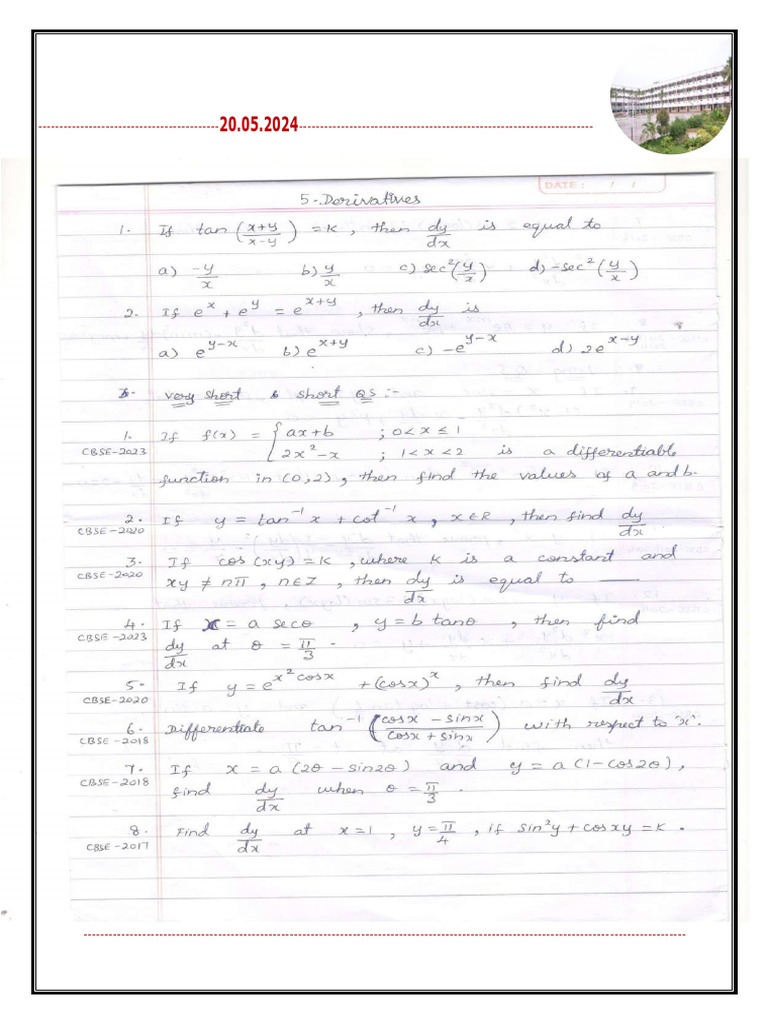 Assignment 2 Differentiaion Xii | PDF