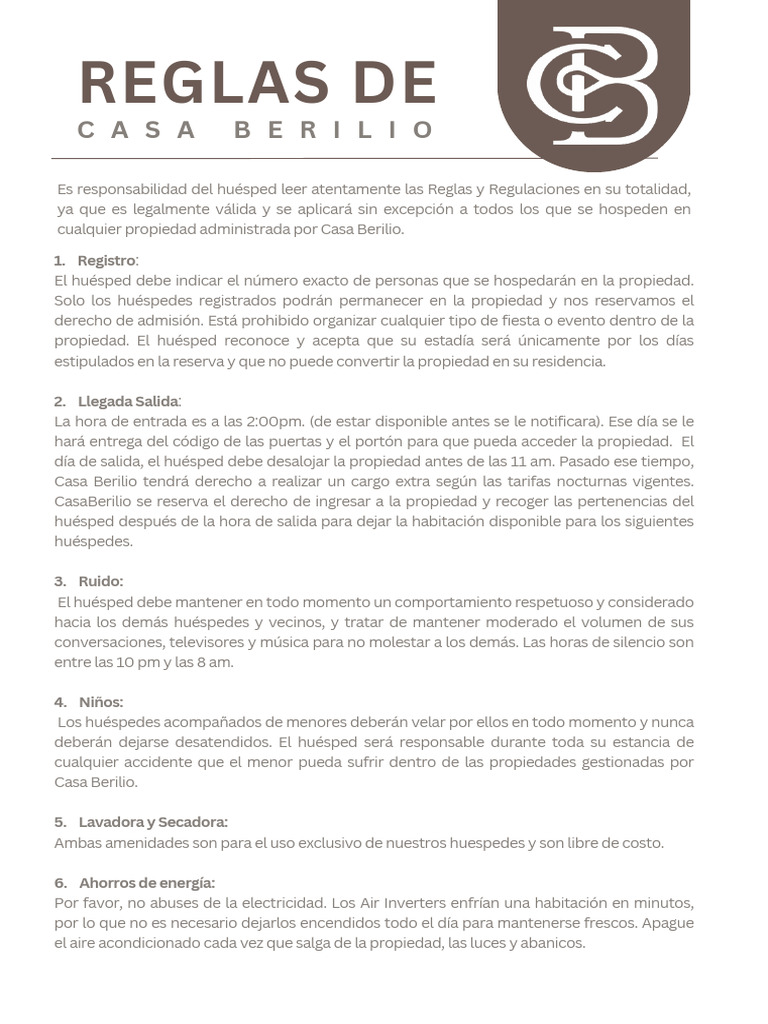 Reglas de Casa Berilio PDF | PDF | Propiedad