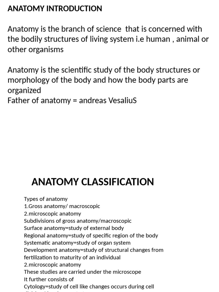 Overview of Anatomy and Its Types | PDF
