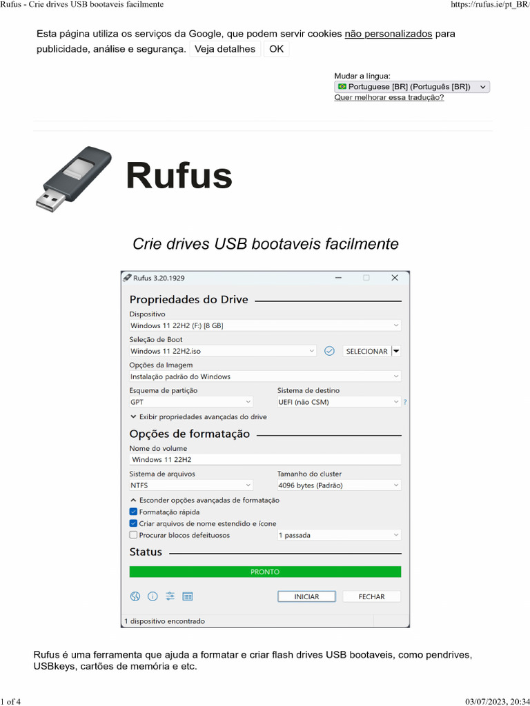 Rufus Crie Drives USB Bootaveis Facilmente | PDF